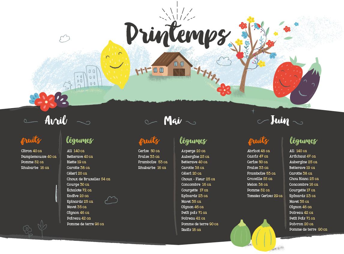 Fruits et légumes de saison - Le calendrier pour consommer de saison